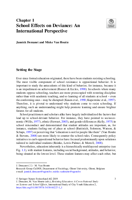 (PDF) School Effects on Deviance: An International Perspective