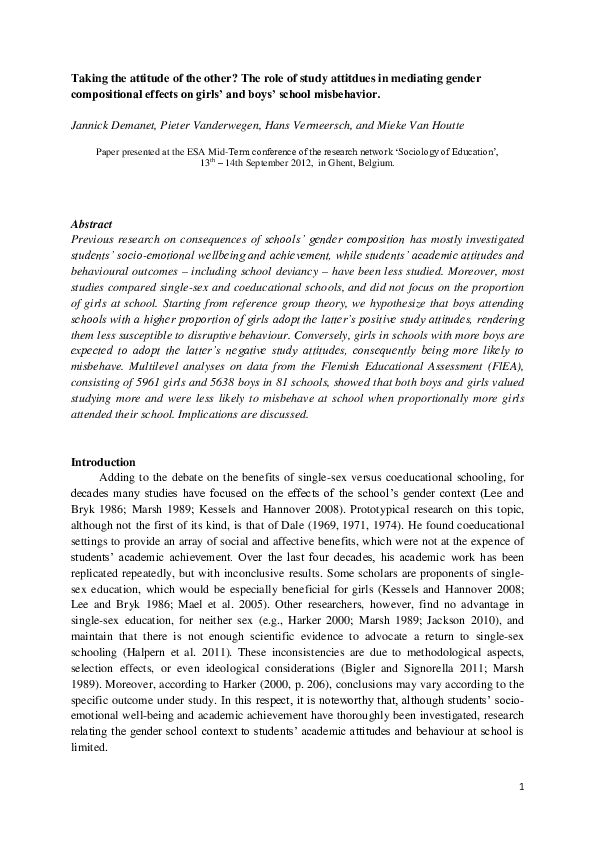 (PDF) Taking the attitude of the other: the role of study attitudes in ...