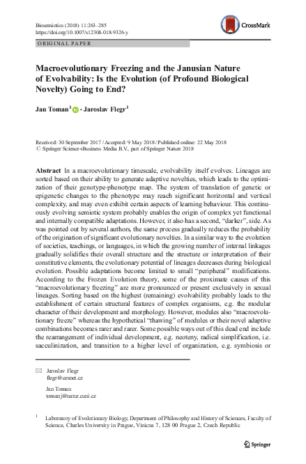 (PDF) Macroevolutionary Freezing and the Janusian Nature of ...