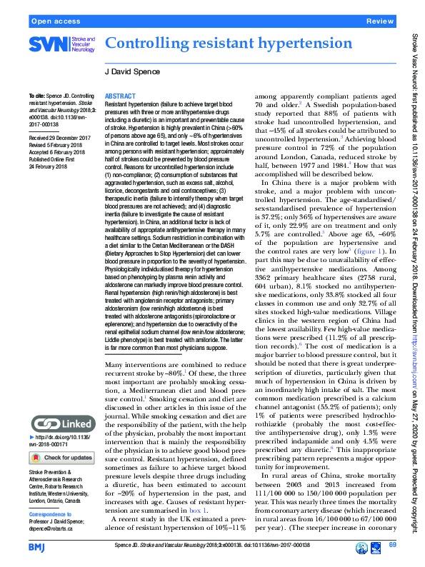 (PDF) Controlling resistant hypertension