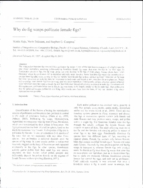 (PDF) Why do fig wasps pollinate female figs?