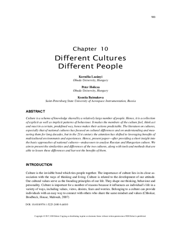 (PDF) Different Cultures Different People