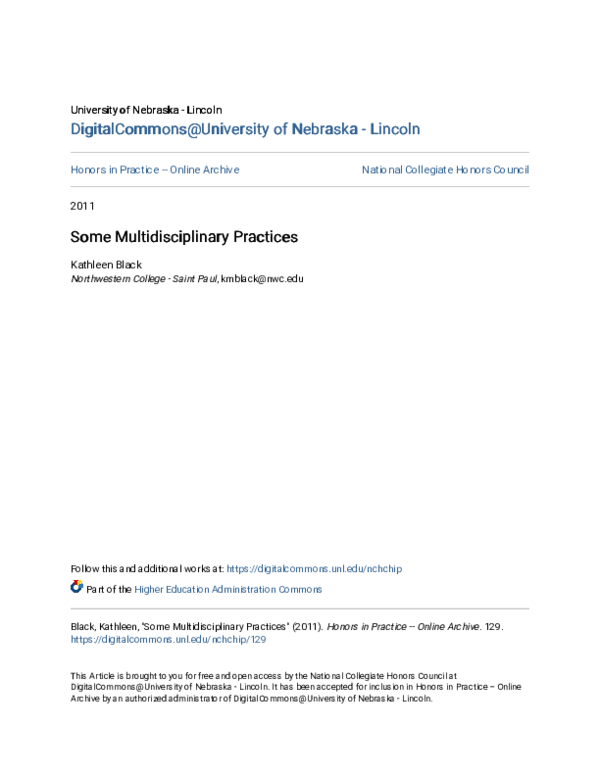 (PDF) Some Multidisciplinary Practices
