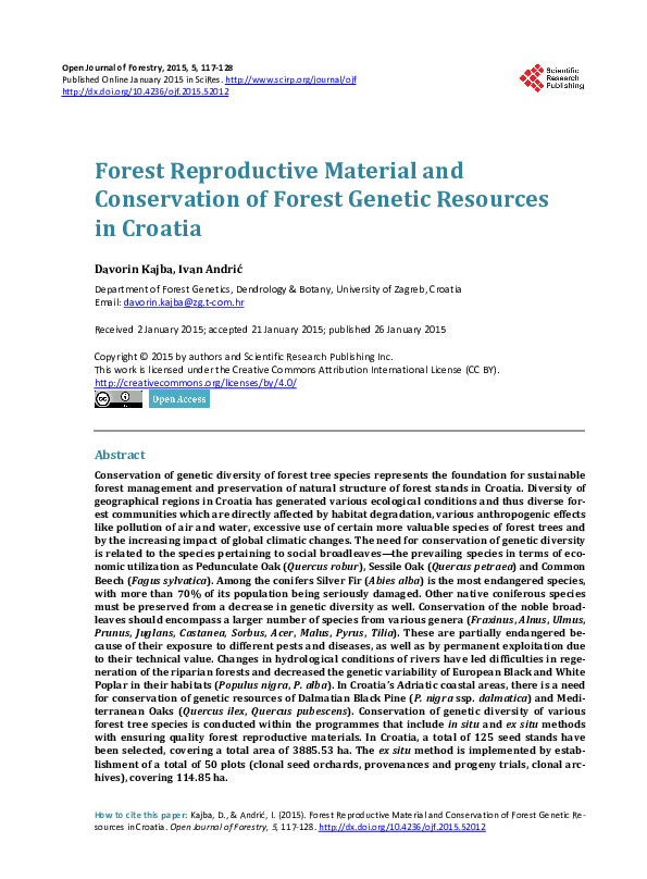 (PDF) Forest Reproductive Material and Conservation of Forest Genetic ...
