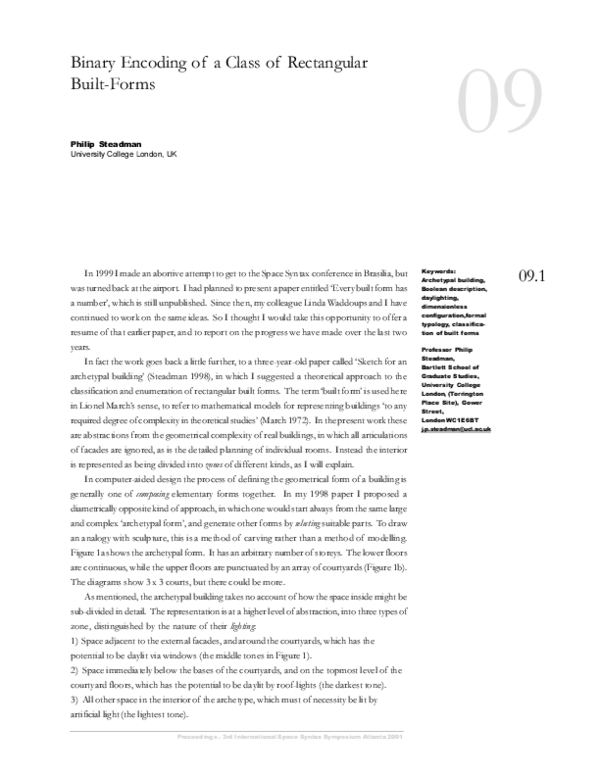 (PDF) Binary encoding of a class of rectangular built forms