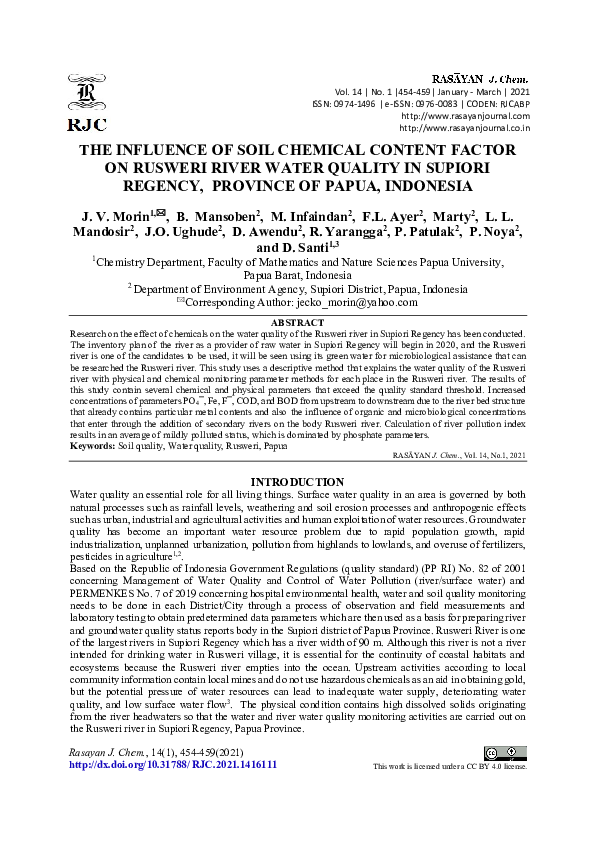 (PDF) The Influence of Soil Chemical Content Factor on Rusweri River ...