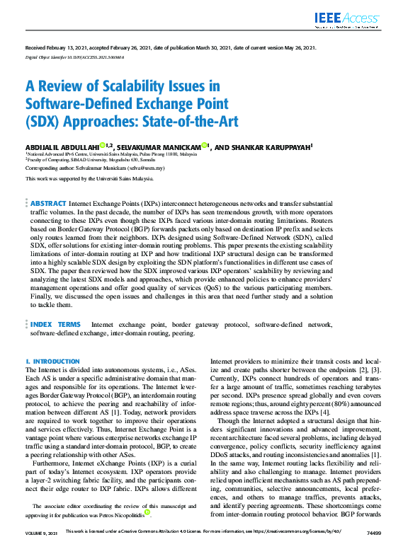 (PDF) A Review of Scalability Issues in Software-Defined Exchange Point ...