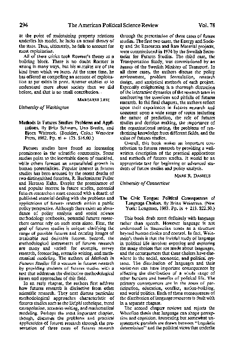 (PDF) Methods in Futures Studies: Problems and Applications