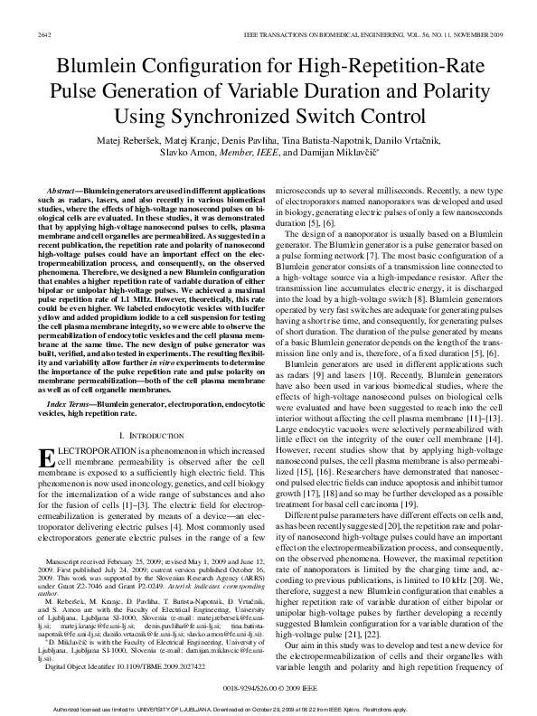 (PDF) Blumlein Configuration for High-Repetition-Rate Pulse Generation of Variable Duration and ...