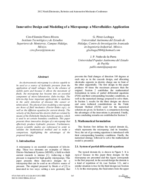 (PDF) Innovative Design and Modeling of a Micropump: A Microfluidics Application