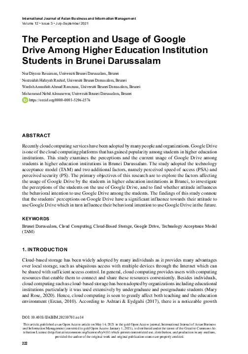 (PDF) The Perception and Usage of Google Drive Among Higher Education ...