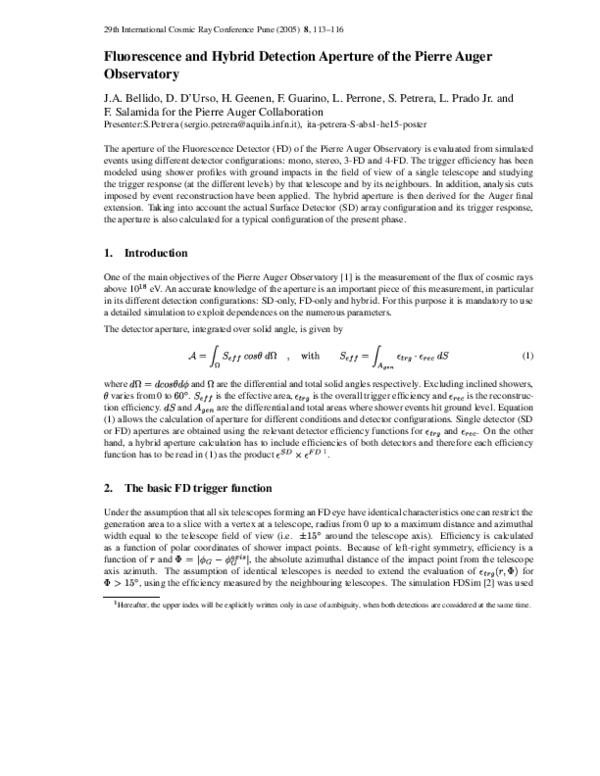 (PDF) Fluorescence and hybrid detection aperture of the Pierre Auger ...