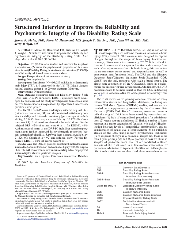 (PDF) Structured Interview to Improve the Reliability and Psychometric Integrity of the ...