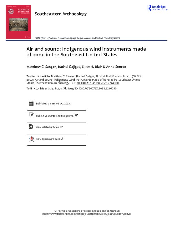 (PDF) Air and sound: Indigenous wind instruments made of bone in the ...