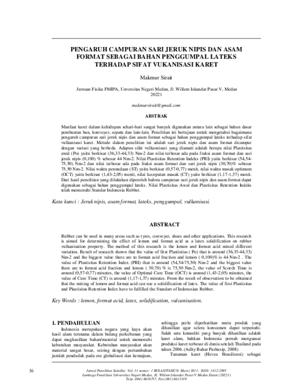 (PDF) Pengaruh Campuran Sari Jeruk Nipis Dan Asam Format Sebagai Bahan Penggumpal Lateks ...