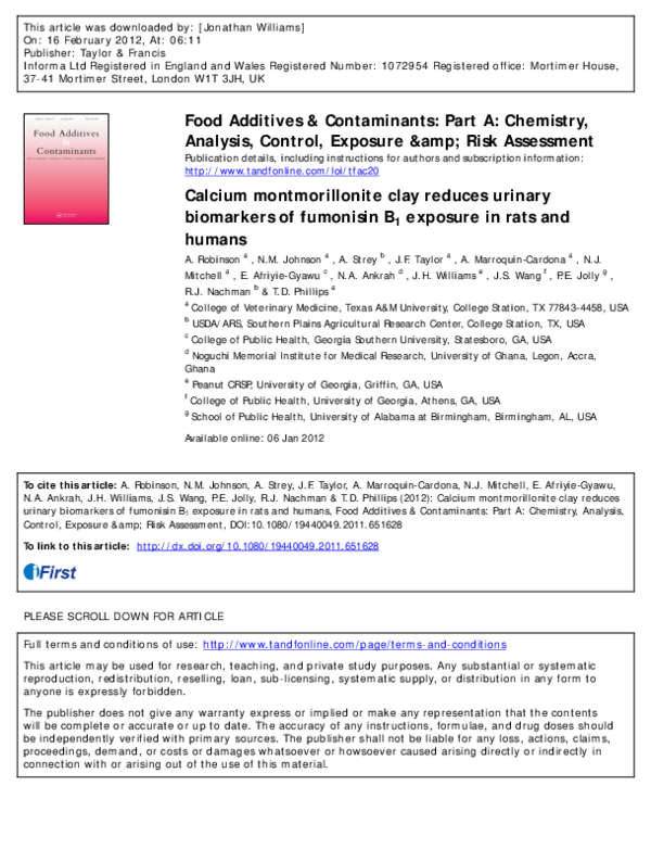 (PDF) Calcium montmorillonite clay reduces urinary biomarkers of ...