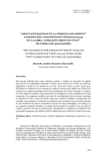 (PDF) ¿Dos naturalezas en la persona de Cristo?” Análisis del concepto ...