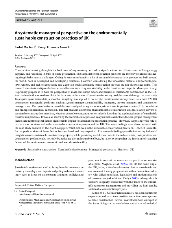 (PDF) A systematic managerial perspective on the environmentally ...