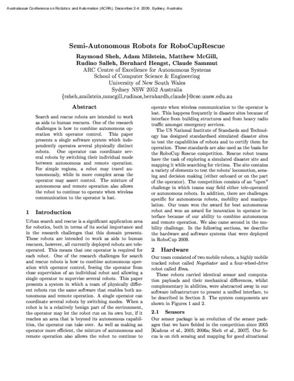 (PDF) Semi-Autonomous Robots for RoboCupRescue