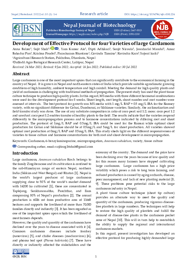 (PDF) Development of Effective Protocol for Four Varieties of Large ...