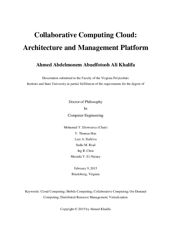 (PDF) Collaborative Computing Cloud: Architecture and Management Platform