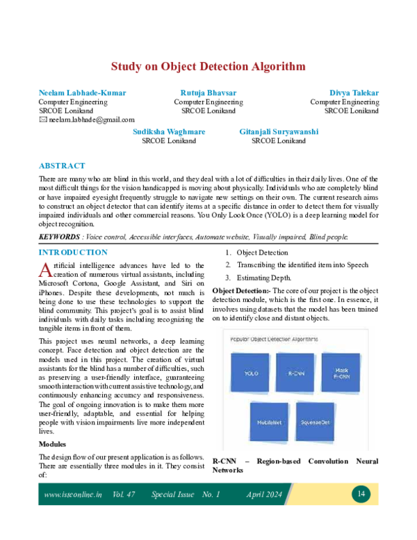 (PDF) Study on Object Detection Algorithm