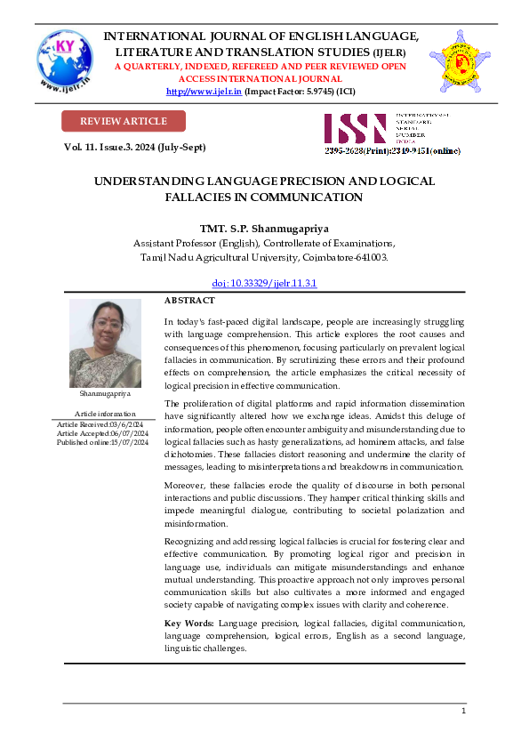 (PDF) UNDERSTANDING LANGUAGE PRECISION AND LOGICAL FALLACIES IN ...