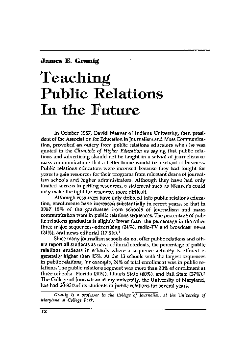 (PDF) Teaching public relations in the future