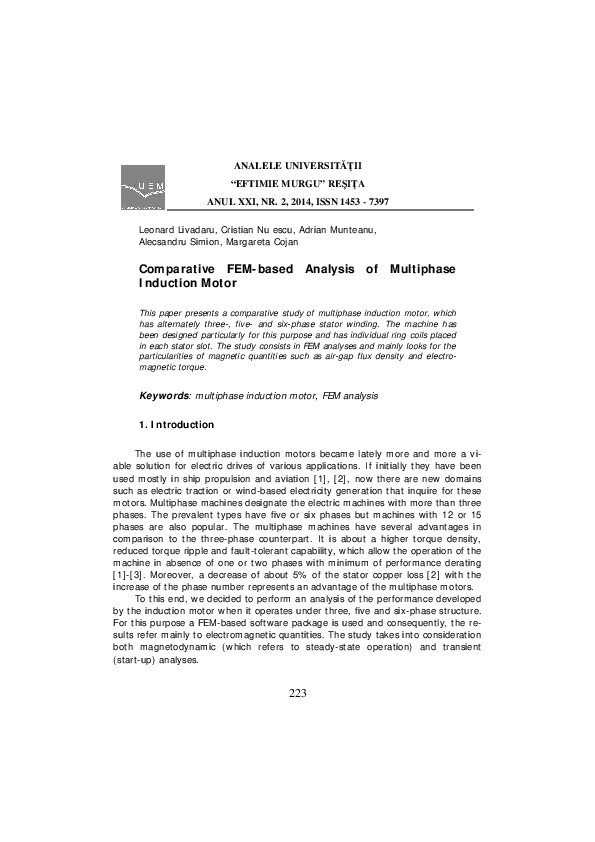 (PDF) Comparative FEM-based Analysis of Multiphase Induction Motor