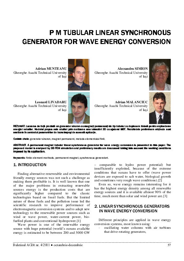 (PDF) P M Tubular Linear Synchronous Generator for Wave Energy Conversion