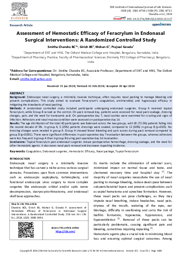 (PDF) Assessment of Hemostatic Efficacy of Feracrylum in Endonasal ...