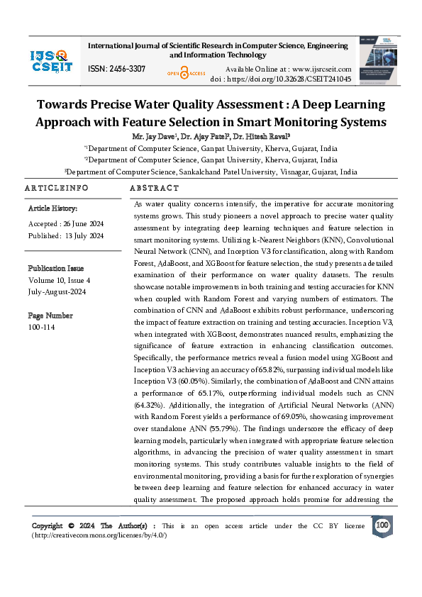 (PDF) Towards Precise Water Quality Assessment : A Deep Learning Approach with Feature Selection ...
