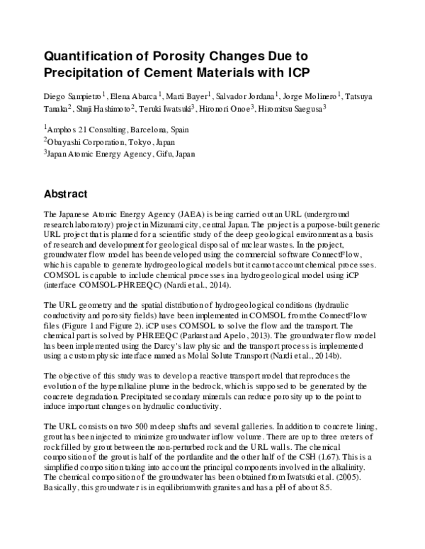 (PDF) Quantification of Porosity Changes Due to Precipitation of Cement ...
