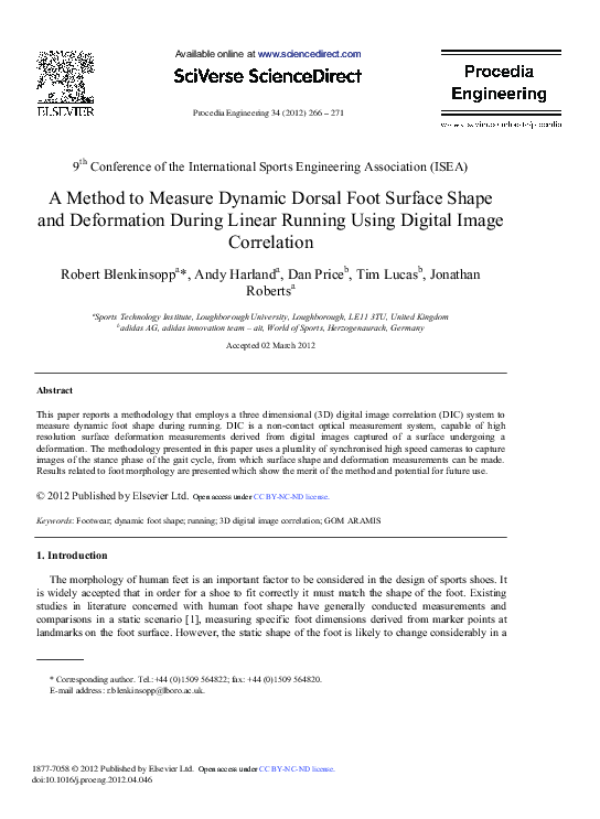 (PDF) A Method to Measure Dynamic Dorsal Foot Surface Shape and ...