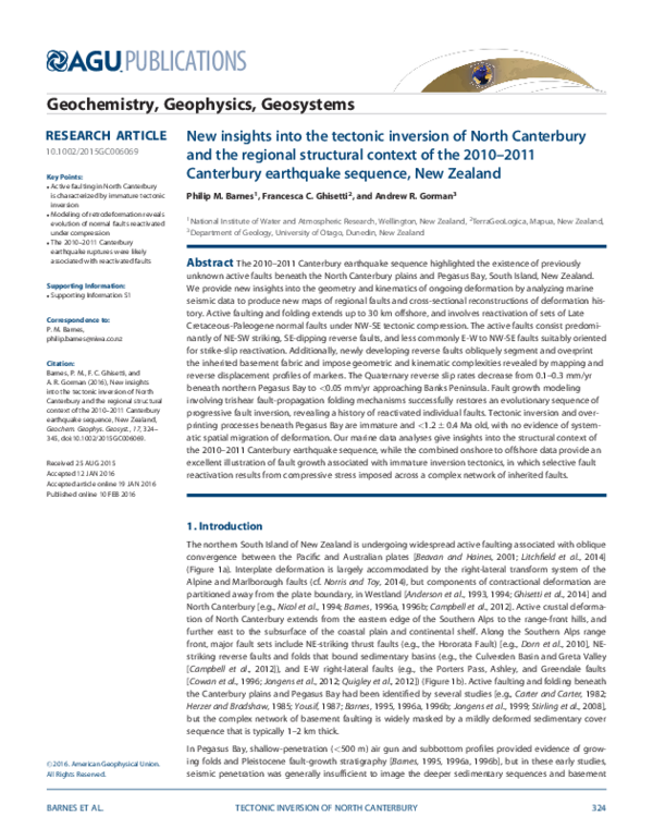 (PDF) New insights into the tectonic inversion of North Canterbury and ...