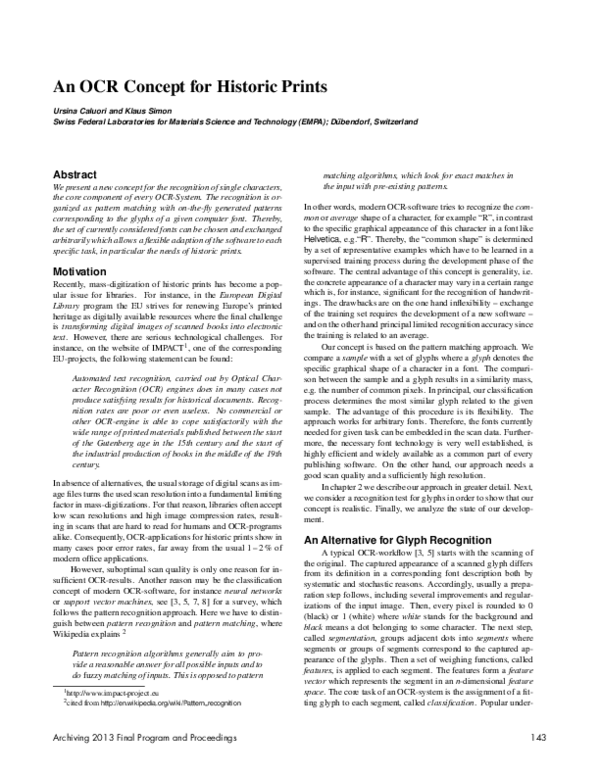 (PDF) An OCR Concept for Historic Prints