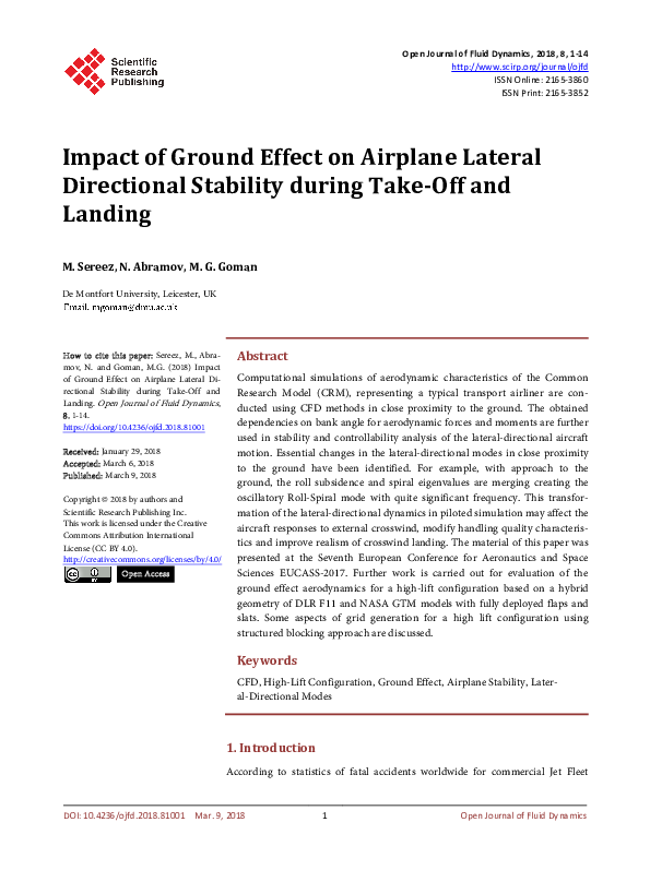 (PDF) Impact of Ground Effect on Airplane Lateral Directional Stability ...