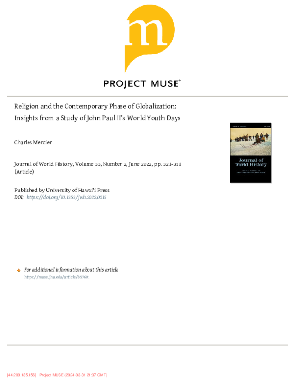 (PDF) Religion and the Contemporary Phase of Globalization: Insights ...
