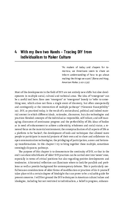 (PDF) 4 With my Own two Hands – Tracing DIY from Individualism to Maker ...
