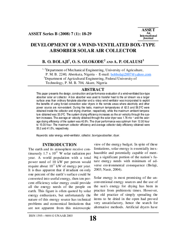 (PDF) Development of a Wind-Ventilated Box-Type Absorber Solar Air ...