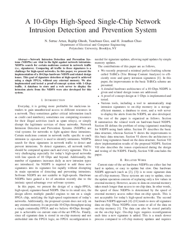 (PDF) A 10-Gbps High-Speed Single-Chip Network Intrusion Detection and ...