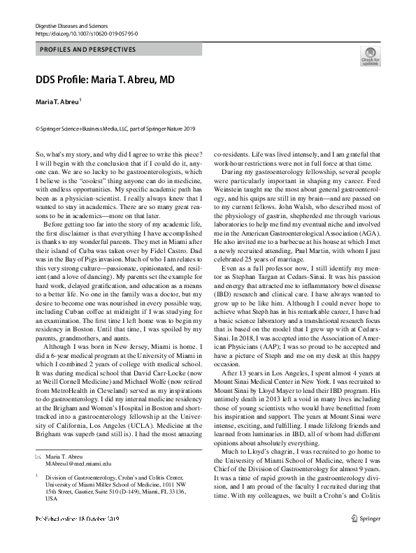 (PDF) DDS Profile: Maria T. Abreu, MD