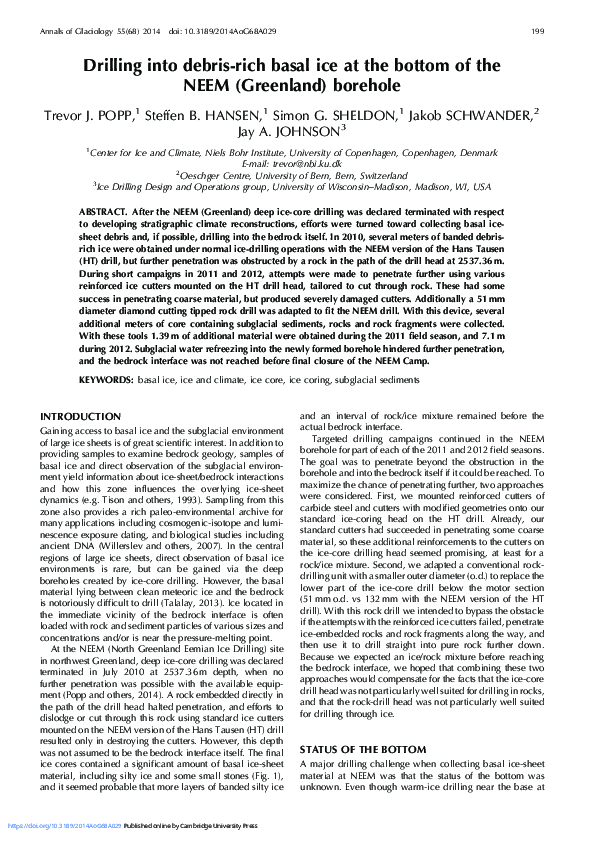 (PDF) Drilling into debris-rich basal ice at the bottom of the NEEM ...