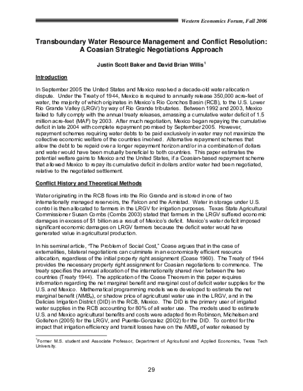 (PDF) Transboundary Water Resource Management and Conflict Resolution ...