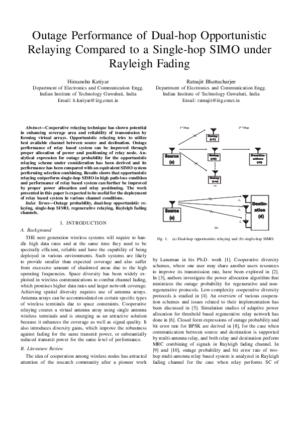(PDF) Outage performance of dual-hop opportunistic relaying compared to a single-hop SIMO under ...