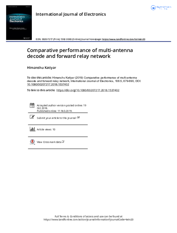 (PDF) Comparative performance of multi-antenna decode and forward relay network
