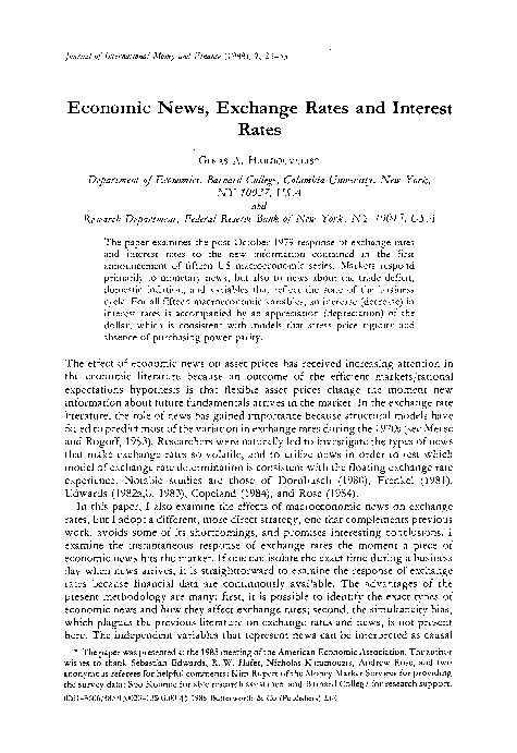 (PDF) Economic news, exchange rates and interest rates