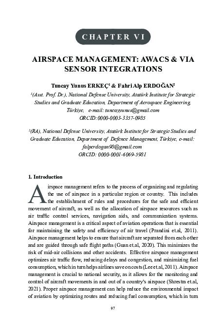 (PDF) CHAPTER VI AIRSPACE MANAGEMENT: AWACS & VIA SENSOR INTEGRATIONS