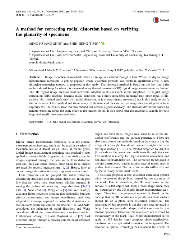 (PDF) A method for correcting radial distortion based on verifying the ...