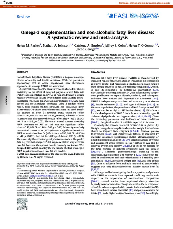 (PDF) Omega-3 supplementation and non-alcoholic fatty liver disease: A ...